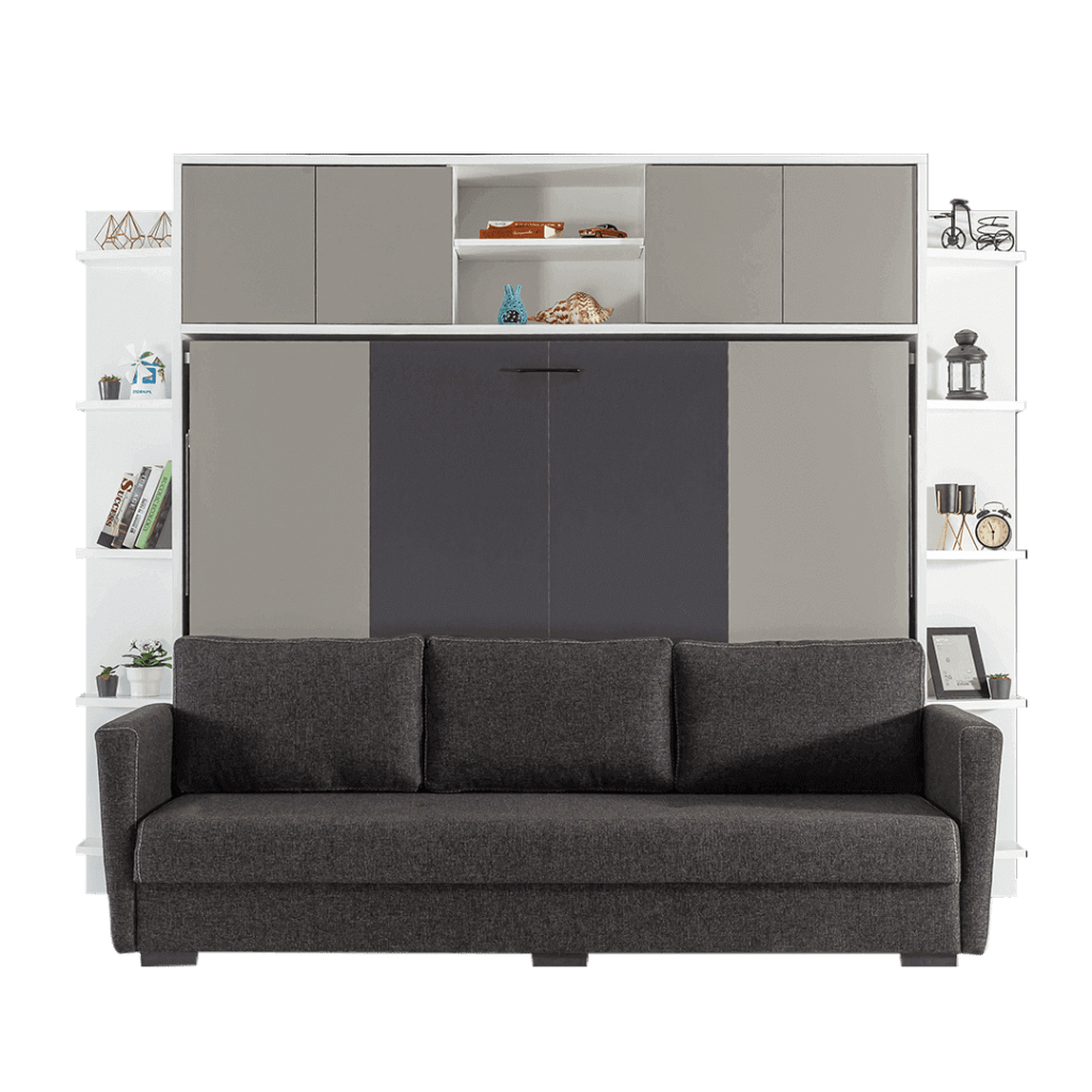 Horizontal retractable bed 2-seater wardrobe over-furniture